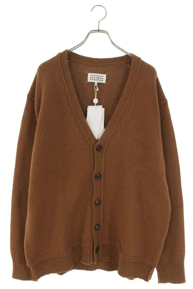 メゾンマルジェラ サイズ:S 21AW S50GP0245 スエードレザーエルボーパッチオーバーサイズニットカーディガン 中古 OM10