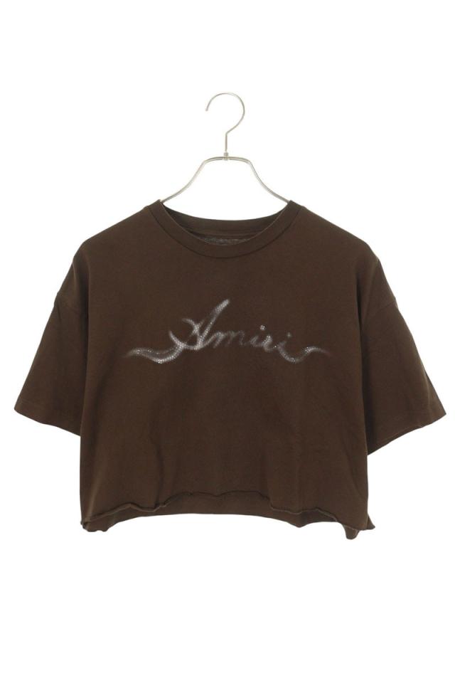 アミリ サイズ:S ロゴ スモーキング ラインストーン クロップドTシャツ 中古 BS99