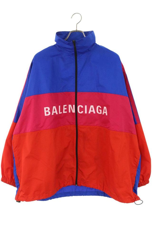 バレンシアガ サイズ:34  528638 TYD33 ロゴプリントポプリンシャツナイロンブルゾン 中古 OM10