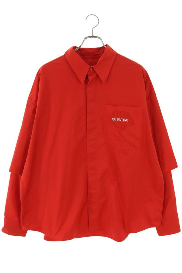 ヴァレンティノ サイズ:50 WC3CIJ907H7 袖レイヤードロゴプリントシャツブルゾン 中古 BS99