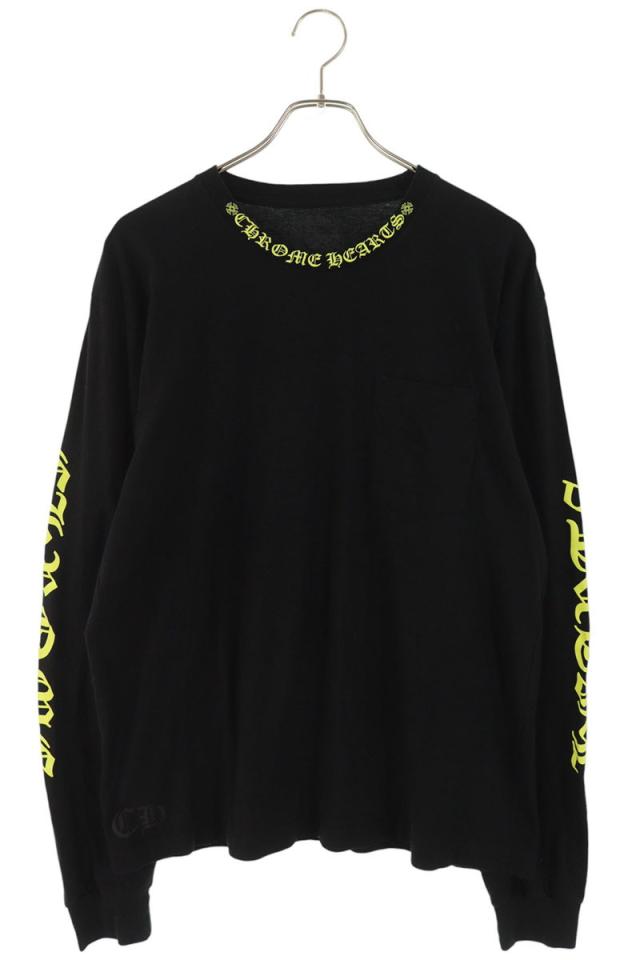 クロムハーツ サイズ:L CH L S 1 袖英字ネックロゴ長袖カットソー 中古 GZ11