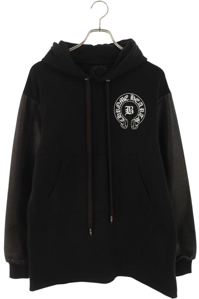 クロムハーツ サイズ:S BELLA刺繍袖レザーパーカー 中古 SJ02