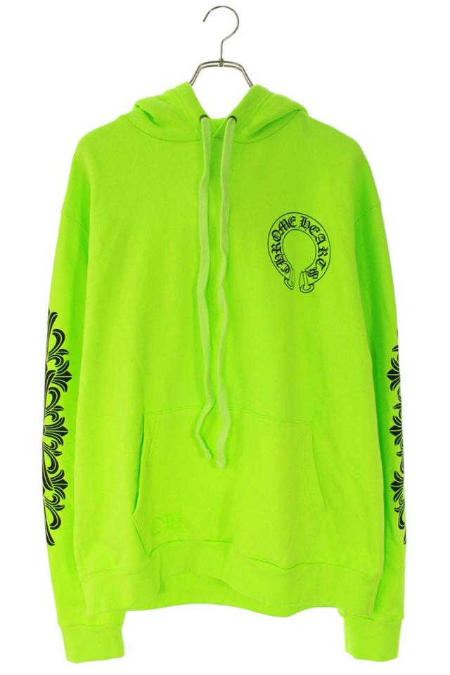 クロムハーツ サイズ:M  SWTSHRT PLVR 袖フローラルバックホースシュープリントプルオーバーパーカー 中古 OS06