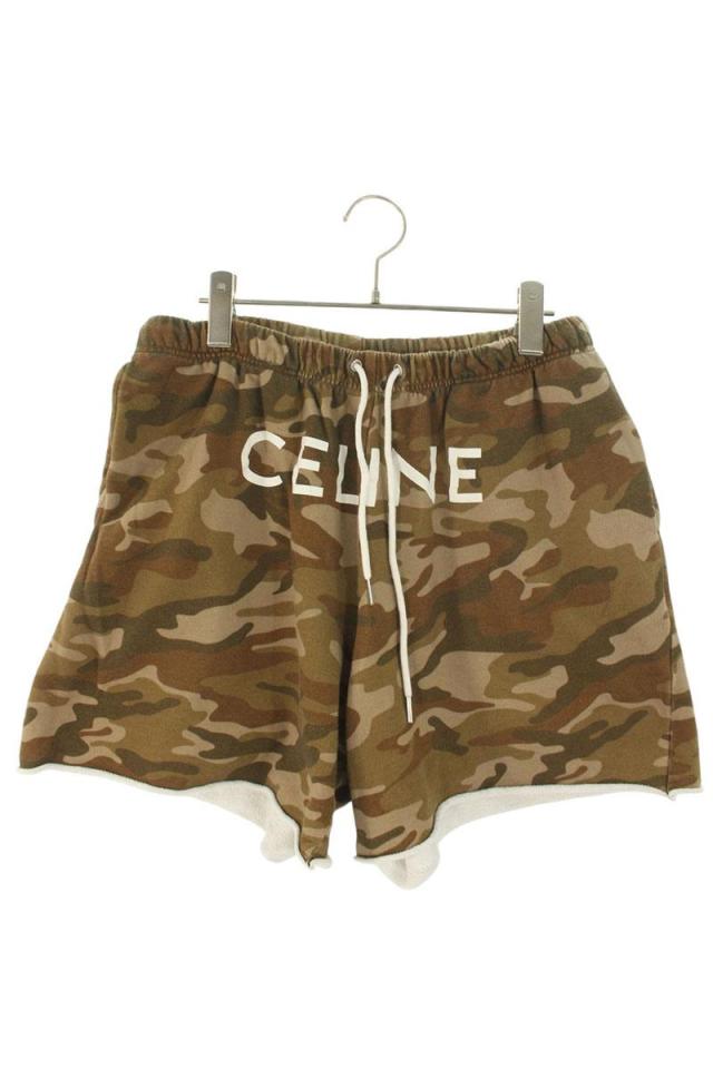 セリーヌ サイズ:L  2Z156247Q フロントロゴカモフラスウェットハーフパンツ 中古 SB01