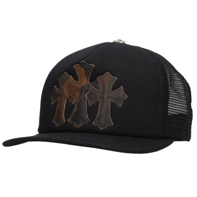 クロムハーツ TRUCKER CAP 3セメタリーレザーパッチメッシュ帽子 中古 SJ02