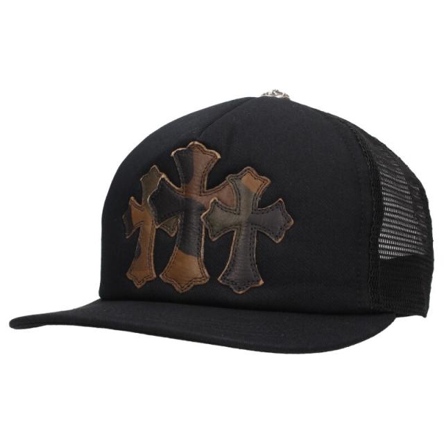 クロムハーツ TRUCKER CAP 3セメタリーレザーパッチメッシュ帽子 中古 SJ02