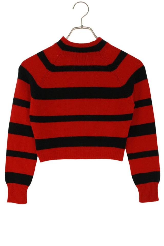 ミュウミュウ サイズ:36  MML241 カシミアバックロゴ刺繍ボーダーニット 中古 BS99