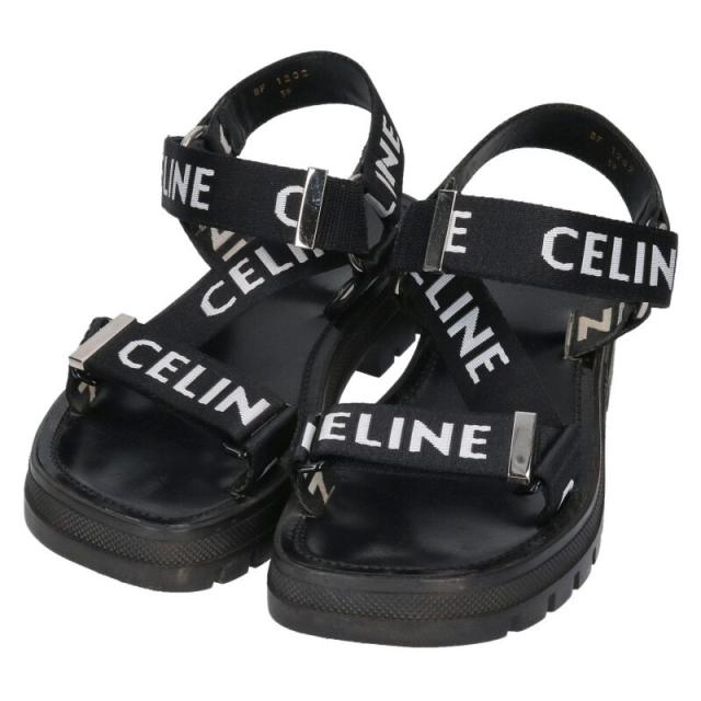 セリーヌ サイズ:39  LEO STRAPPY ベルクロ.ロゴストラップサンダル 中古 BS99