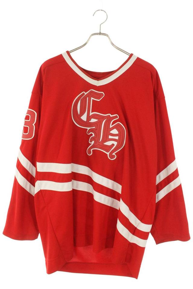 クロムハーツ サイズ:L  MATTY BOY CH Hockey Jersey Long Tee レザーパッチチョンパーホッケーシャツ長袖カットソー 中古 SJ02