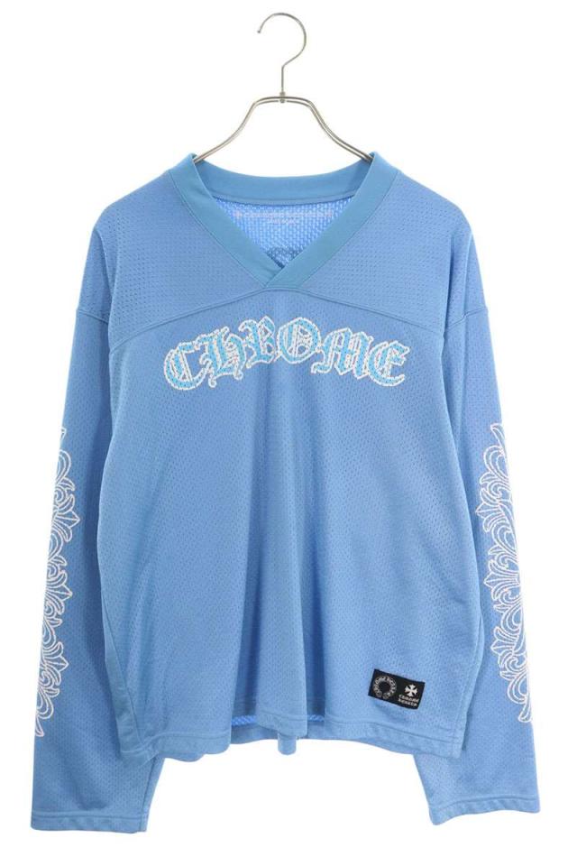 クロムハーツ サイズ:M  MESH WARM UP JERSEY CHプリントメッシュ長袖カットソー 中古 FK04