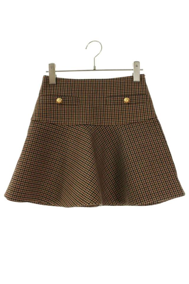 セリーヌ サイズ:36  2J677064V 千鳥格子エンブレムボタンスカート 中古 BS99