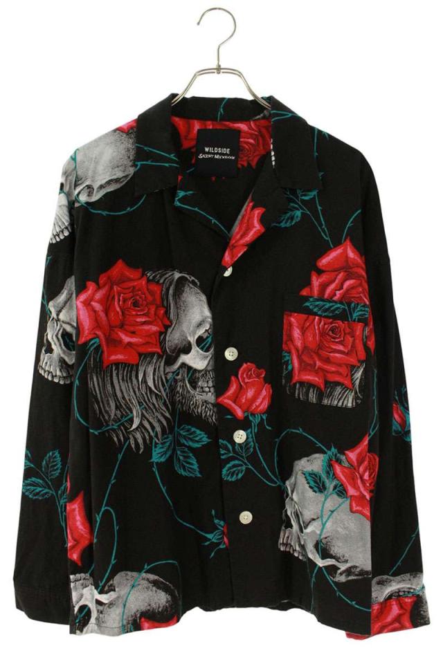 セントマイケル  ワイルドサイドヨウジヤマモト サイズ:S  SM-S23-0000-126 スカルローズ総柄長袖シャツ 中古 SB01