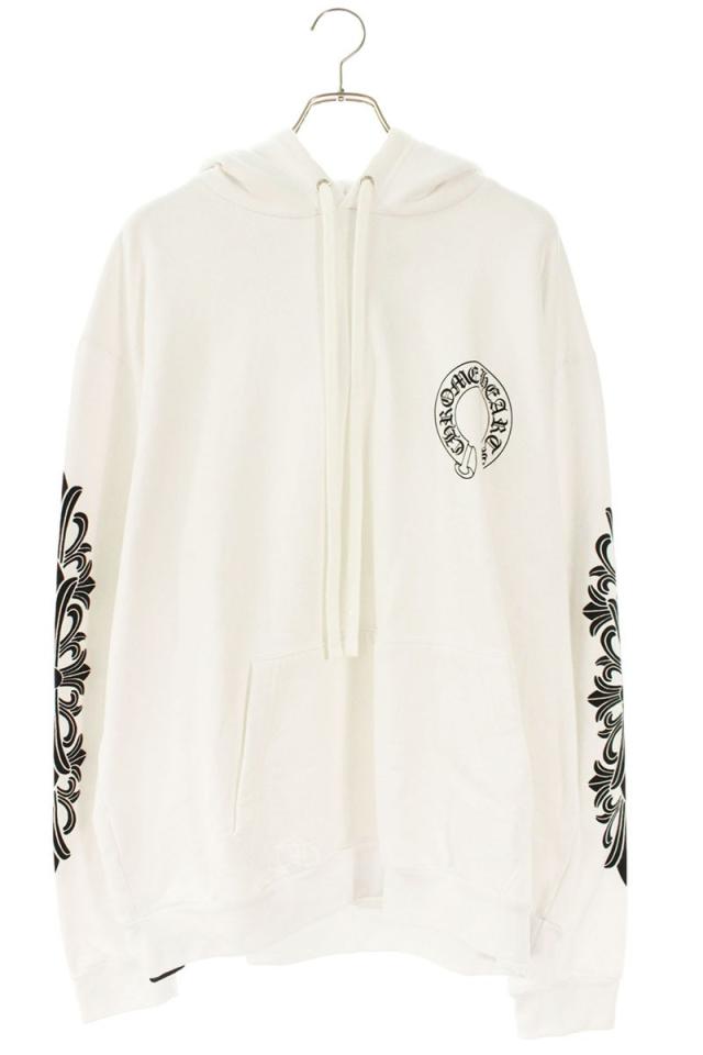 クロムハーツ サイズ:XL  SWTSHRT HD PLVR プルオーバーパーカー 袖フローラルクロスプリントプルオーバーパーカー 中古 OK15