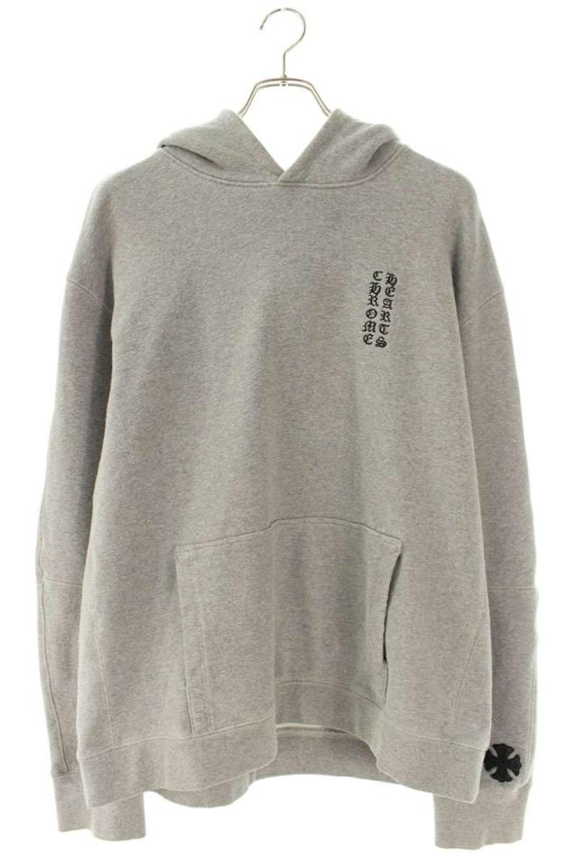 クロムハーツ サイズ:XL  Y not CHプラスレザーパッチロゴ刺繍プルオーバーパーカー 中古 OK15