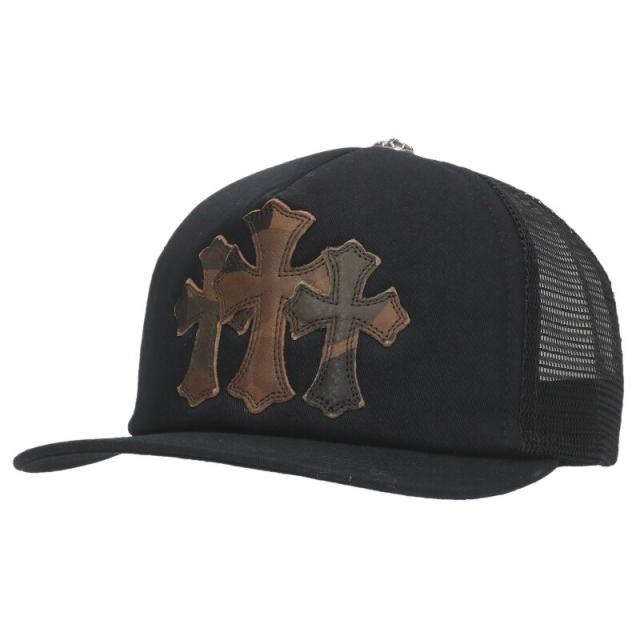 クロムハーツ サイズ:ONE SIZE  TRUCKER CAP トラッカーキャップ 3セメタリーレザーパッチメッシュ帽子 中古 SS13