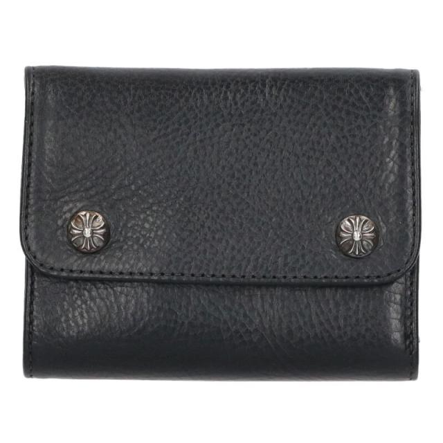 クロムハーツ   WAVE MINI ウェーブミニ クロスボールボタンレザーウォレット財布 中古 OS06