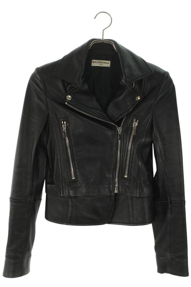 バレンシアガ サイズ:34  374490 TMN16 ラムレザー ダブルライダースレザージャケット 中古 BS99