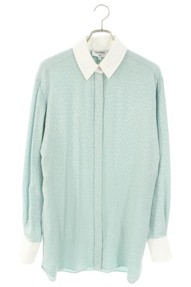 シャネル サイズ:40  P71652V63138 ココマーク総柄シルク長袖シャツ 中古 BS99