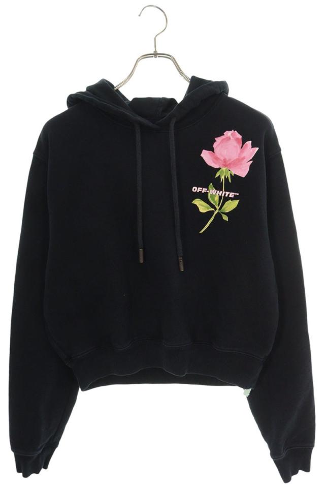 オフホワイト サイズ:S  19SS  OWBB016S19003060 ロゴプリントクロップドプルオーバーパーカー 中古 OM10