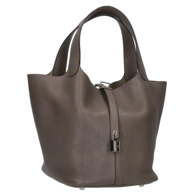 エルメス サイズ:MM  ピコタンロックMM C刻印 SV金具トリヨンクレマンスグリエタンハンドバッグ 中古 GZ14