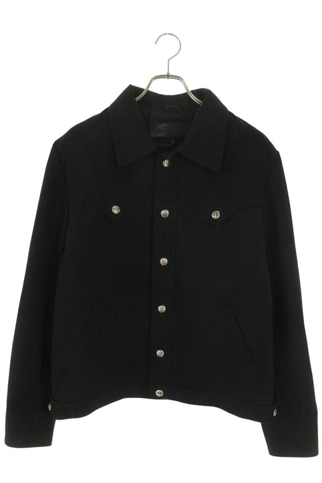 クロムハーツ サイズ:L  CLASSIC JEAN クラシックジーン 袖フローラルレザーパッチクロスボールボタンデニムジャケット 中古 SJ02