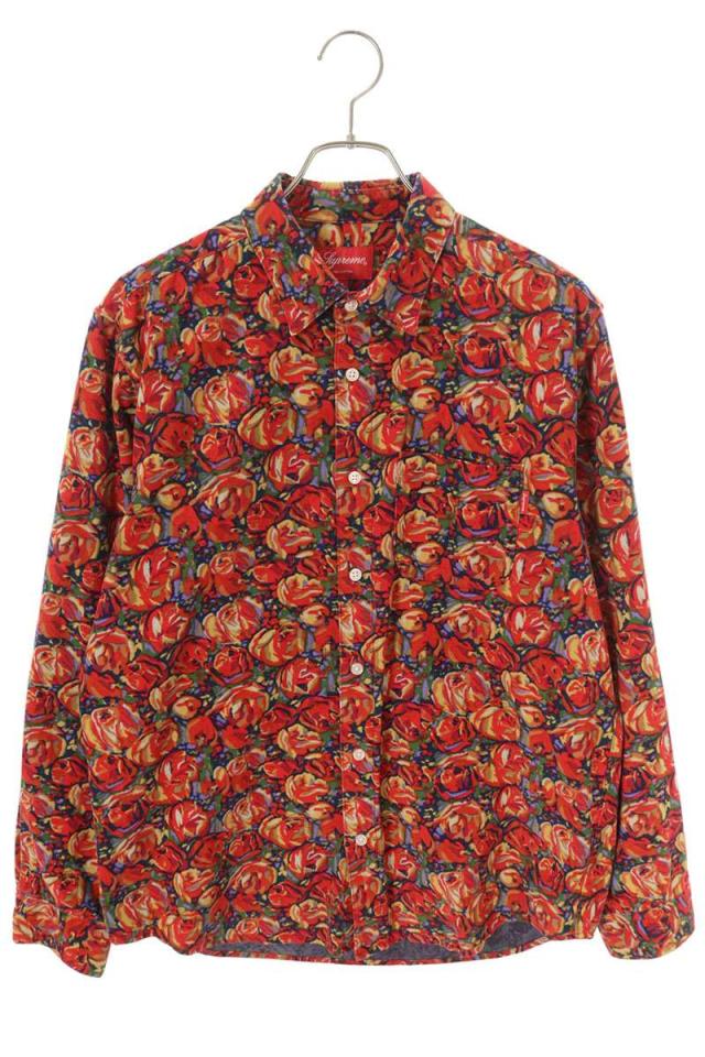 シュプリーム サイズ:M  Roses Corduroy Shirt 総柄コーデュロイ長袖シャツ 中古 BS99