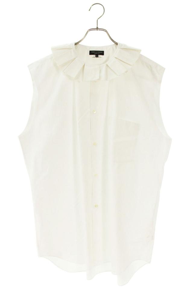 コムデギャルソンオムプリュス サイズ:XL  25SS  PO-B029 スリーブレスカラーフリルノースリーブシャツ 中古 BS99