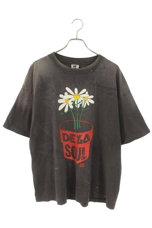 セントマイケル サイズ:XL  25SS  SM-HR1-0000-C18 DE LA SOULプリントヴィンテージ加工Tシャツ 中古 SB01