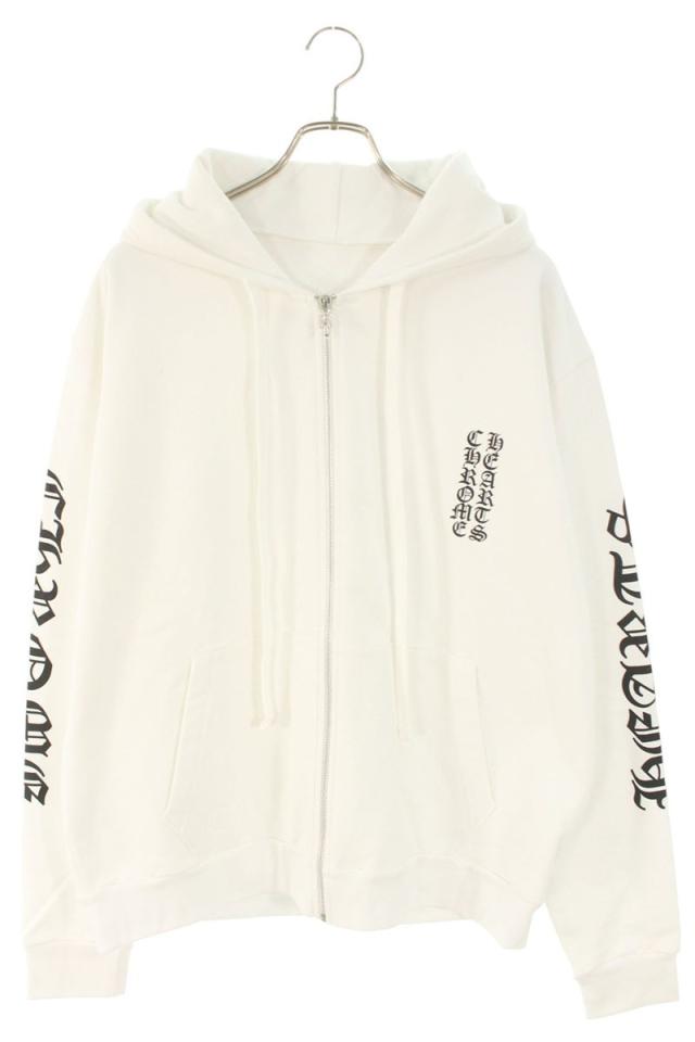 クロムハーツ サイズ:M SWTSHRT HD ZIP 袖ロゴプリントジップアップパーカー 中古 GZ11