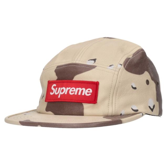 シュプリーム   17SS  Leather Camp Cap Desert Camo カモ柄レザーキャンプキャップ帽子 中古 BS99