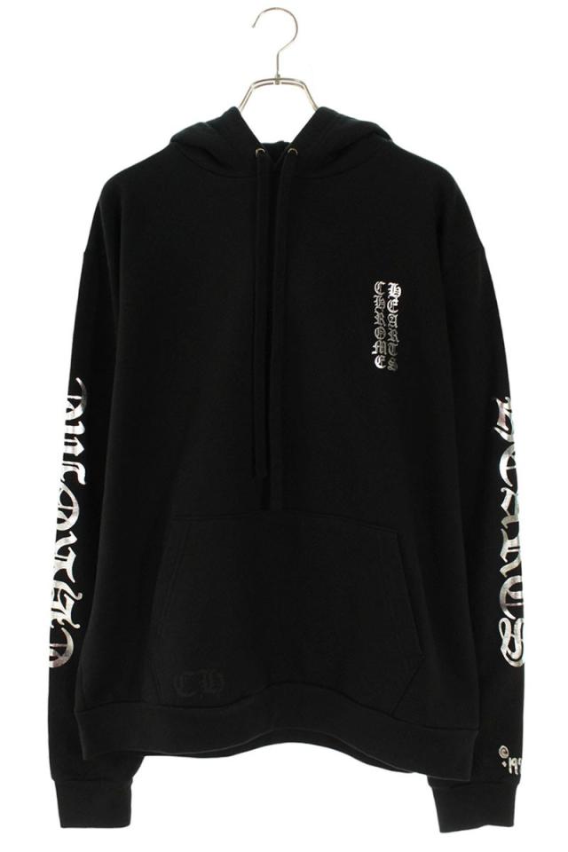 クロムハーツ サイズ:M  SWTSHRT PLVR プルオーバー 袖英字プリントパーカー 中古 SJ02