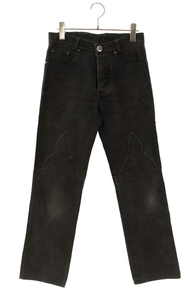 クロムハーツ サイズ:28インチ  DNM PANTS BLK 旧式 フレアニーステッチデニムパンツ 中古 SS13