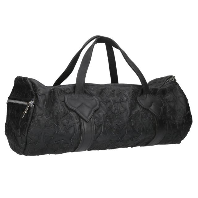 クロムハーツ   DUFFLE GYM BAG-CEME セメタリークロスパッチダガージップレザーダッフルバッグ 中古 GZ11