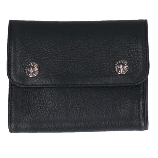 クロムハーツ   WAVE MINI ウェーブミニ クロスボールボタンレザーウォレット財布 中古 SJ02