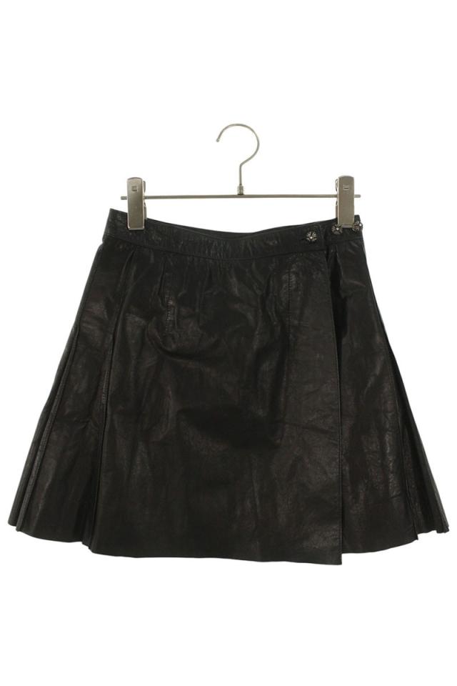 クロムハーツ サイズ:26インチ クロスボールボタンレザーラップスカート 中古 SJ02