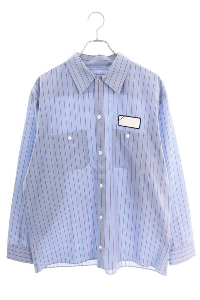 シークエル サイズ:L ワッペン付きストライプ長袖シャツ 中古 BS99
