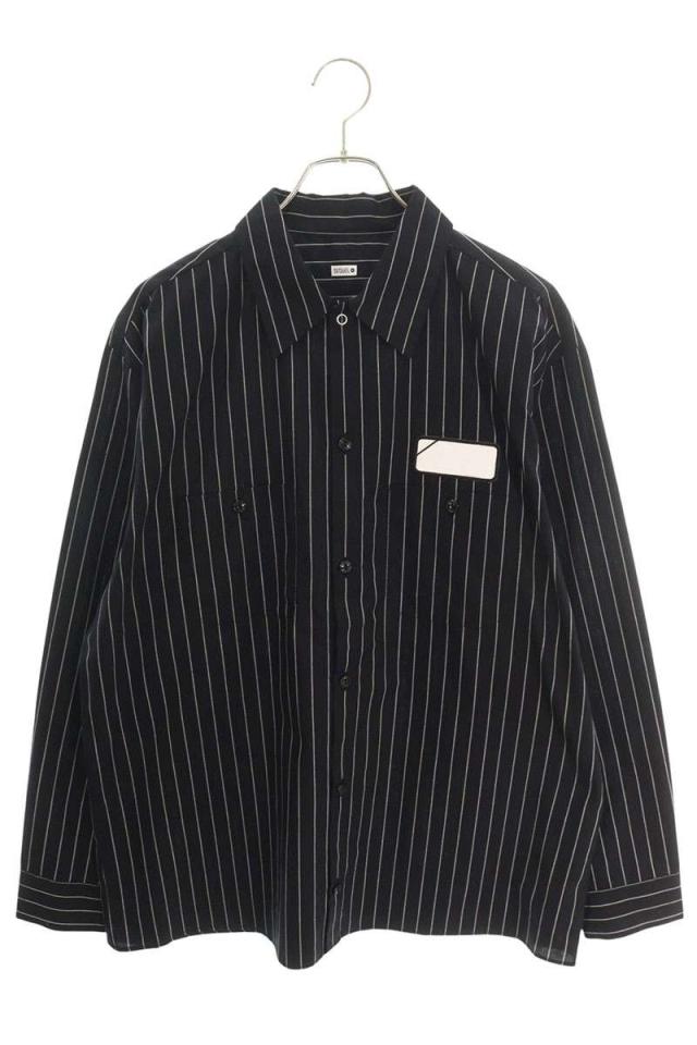 シークエル サイズ:L ワッペン付きストライプ長袖シャツ 中古 BS99