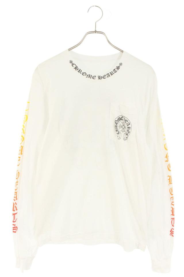 クロムハーツ サイズ:M  CH L S 1 ネックロゴバックホースシュー長袖カットソー 中古 GZ11