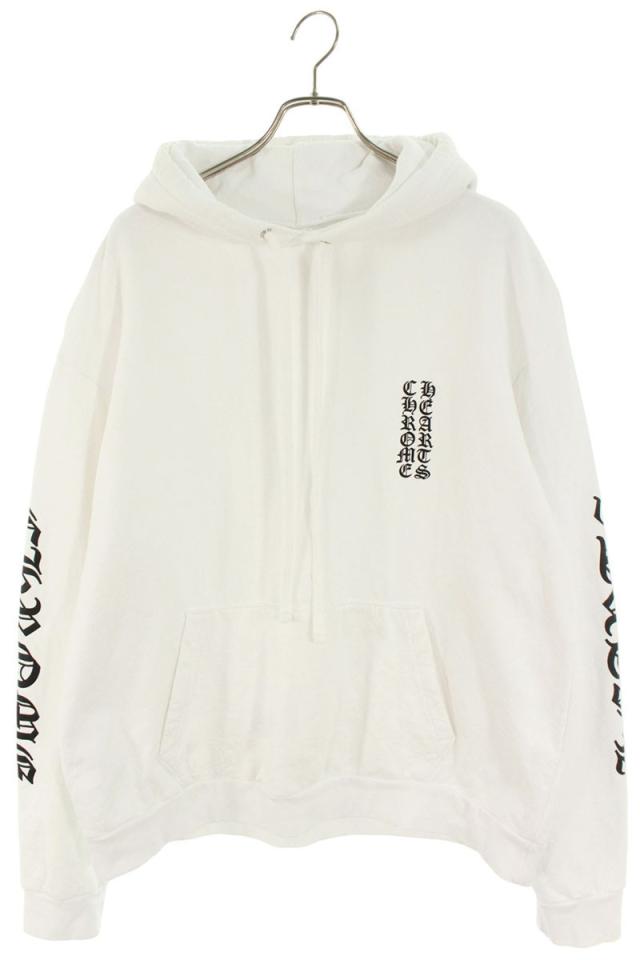 クロムハーツ サイズ:L  SWTSHRT PLVR 袖ロゴプリントプルオーバーパーカー 中古 GZ11