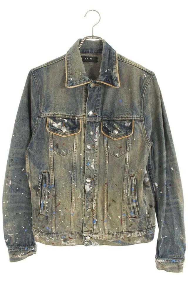 アミリ サイズ:M  MOTRK-ART ペンキ加工デニムジャケット 中古 OM10