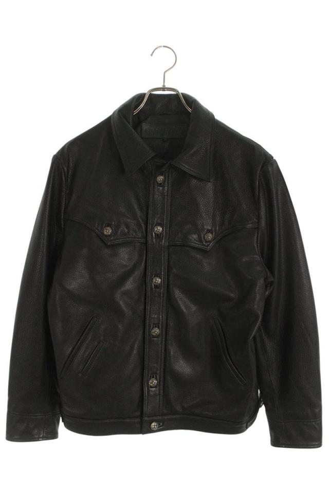 クロムハーツ サイズ:L  CLASSIC JEAN LTHR フローラルクロスパッチレザージャケット 中古 SJ02