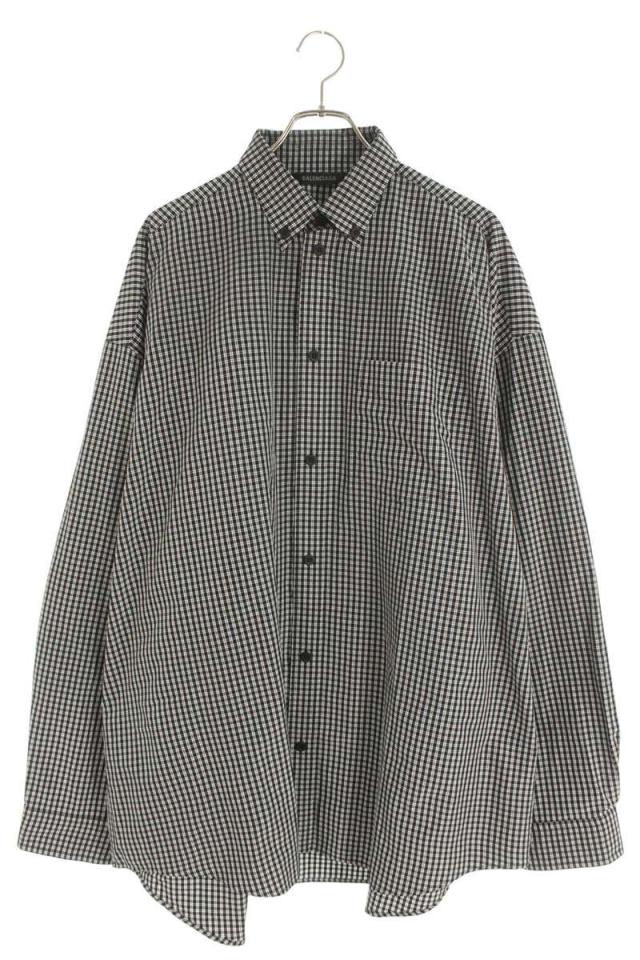 バレンシアガ サイズ:3  725377 TLM11 バックロゴチェックポリコットン長袖シャツ 中古 SS13