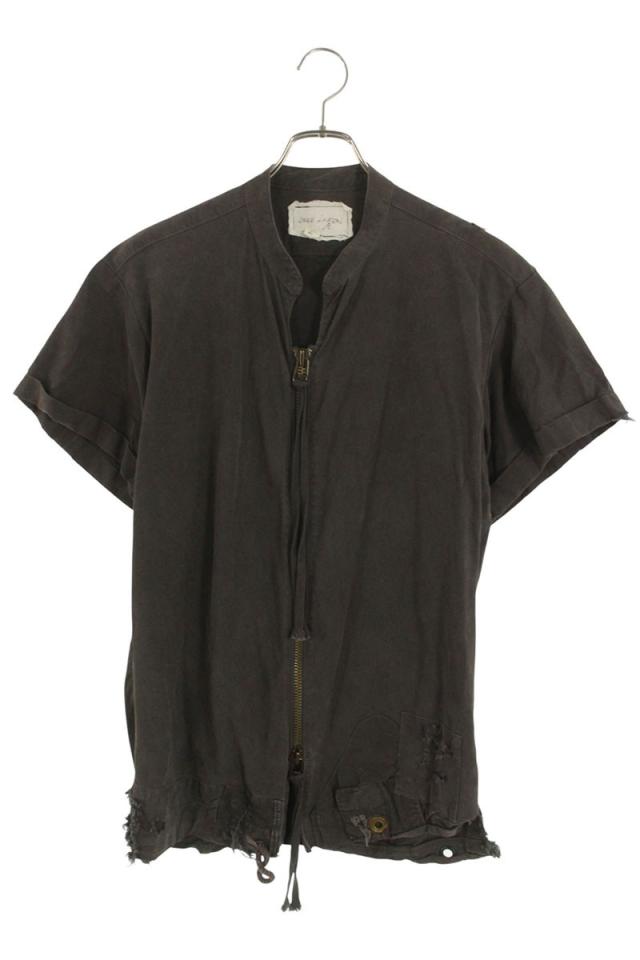 グレッグローレン サイズ:2  CHARCOAL TENT SHORT SLEEVE STUDIO SHIRT ヴィンテージアーミー ジップアップ半袖シャツ 中古 BS99