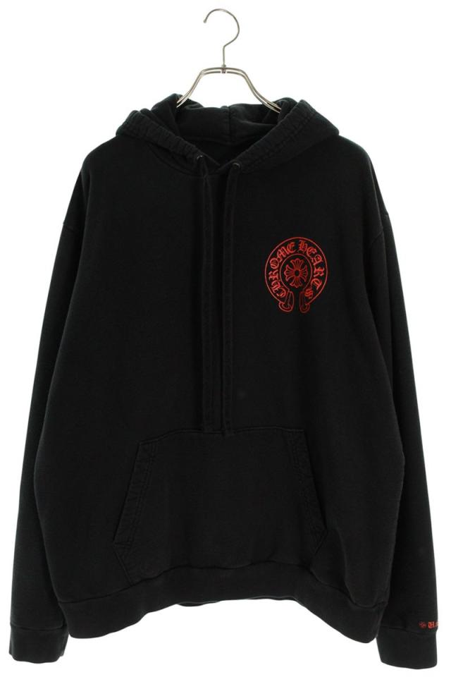 クロムハーツ サイズ:L  WWW.CHROMEHEARTS.COM HOODIE オンライン限定ホースシューバックプリントプルオーバーパーカー 中古 SS13