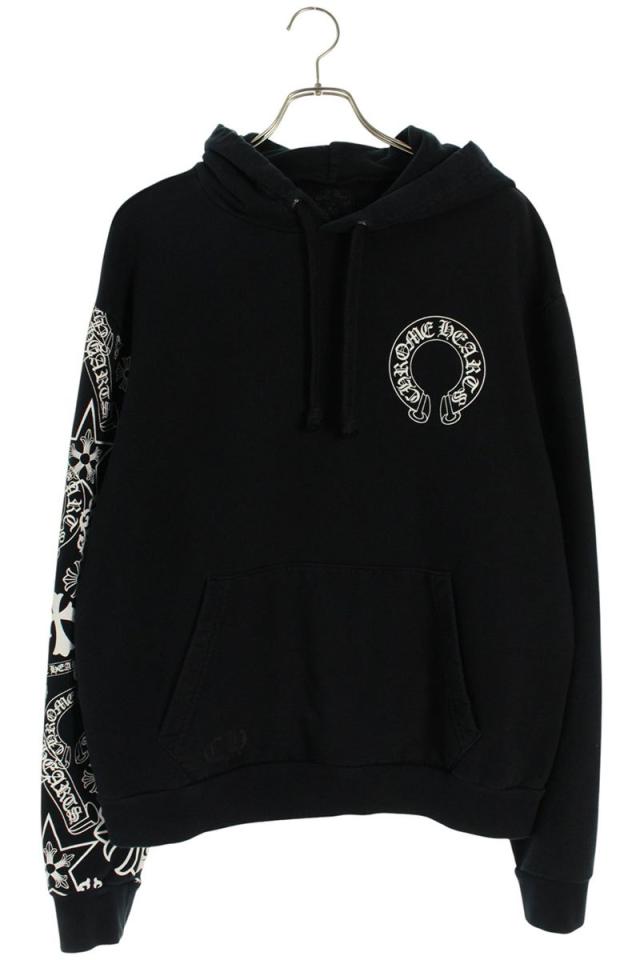 クロムハーツ サイズ:M SWTSHRT HD PLVR 袖ステンシルバックホースシューパーカー 中古 GZ11