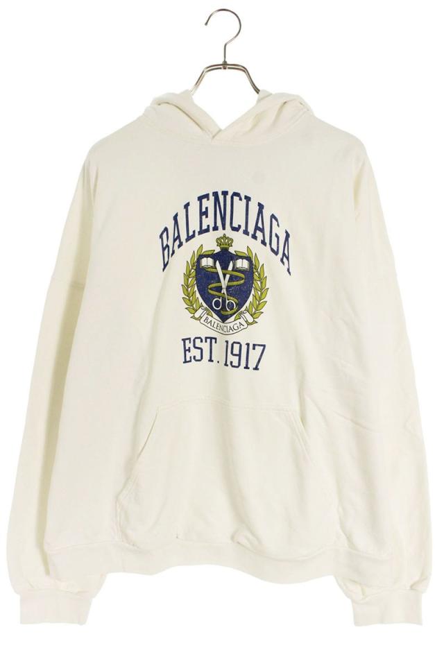 バレンシアガ サイズ:3  22SS  674986 TLV90 カレッジロゴオーバーサイズプルオーバーパーカー 中古 SB01