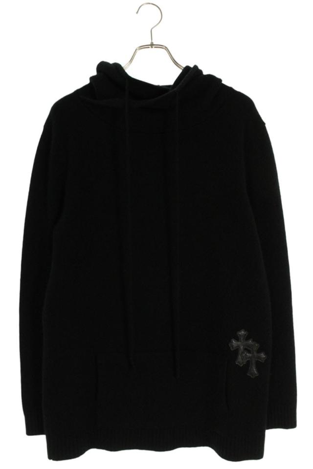 クロムハーツ サイズ:L  Y NOT クロスパッチカシミヤプルオーバーニットパーカー 中古 OK15