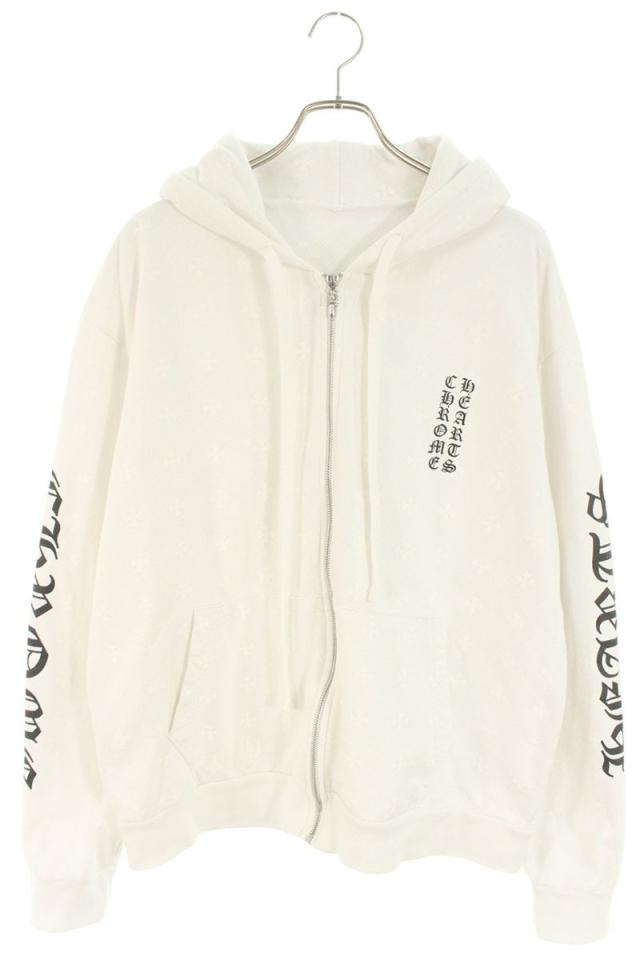 クロムハーツ サイズ:M  SWTSHRT HD ZIP CHプラス総柄ジップアップパーカー 中古 NO05