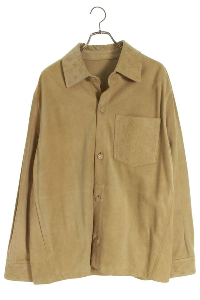 ルイヴィトン サイズ:48  23AW  RM232Q ZA0 HPL40E モノグラム型押し切替スエードレザーシャツブルゾン 中古 SB01