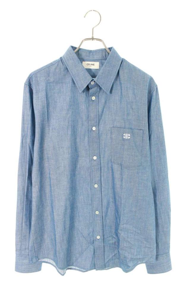 セリーヌ サイズ:39  25AW  2C982140O アナグラム刺繍シャンブレー長袖シャツ 新古品 SS13